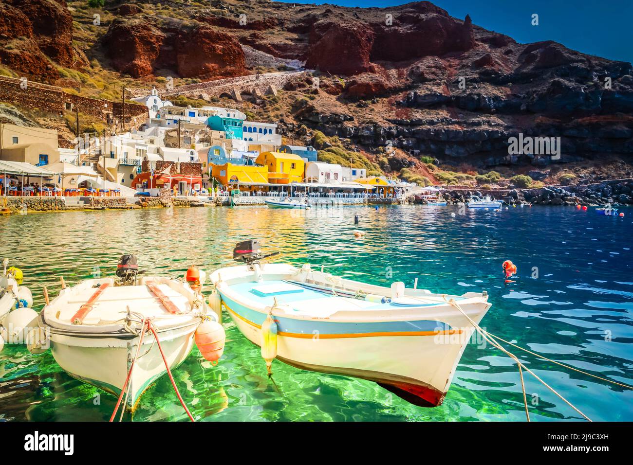 Amoudi bay boats port hi-res stock photography and images - Alamy