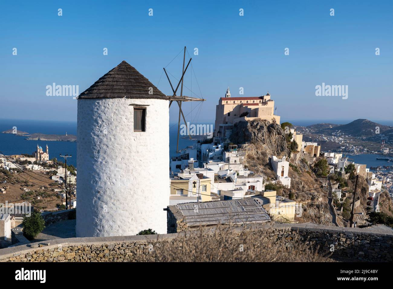 Ano Syros overlooking the harbour of Syros Stock Photo - Alamy