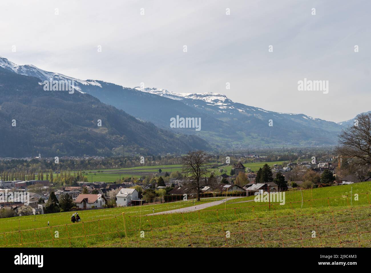 Maienfeld, Grison, Switzerland, April 11, 2022 Stunning alpine scenery ...