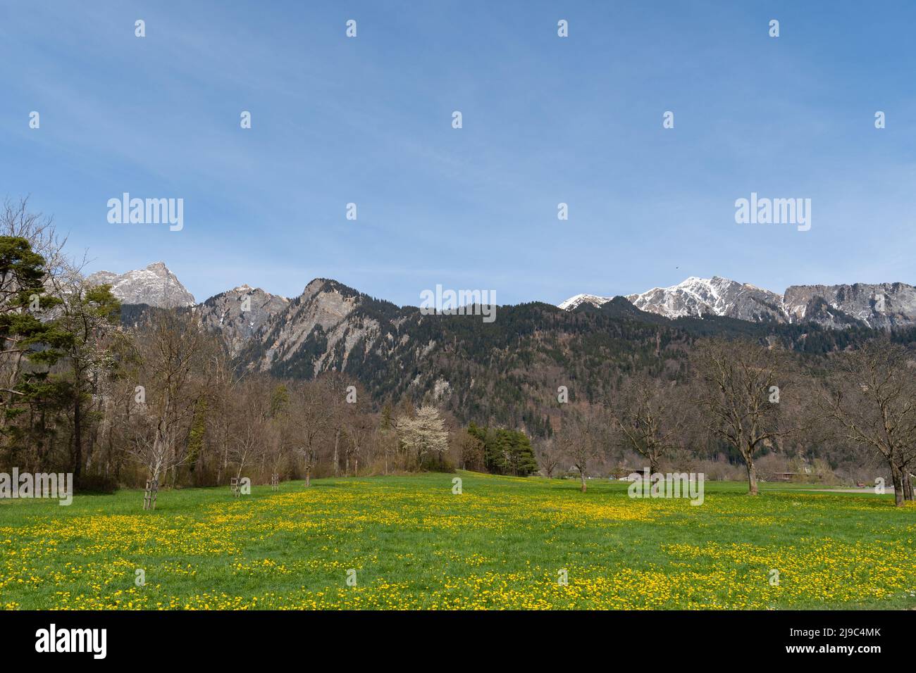 Maienfeld, Grison, Switzerland, April 11, 2022 Stunning alpine scenery ...