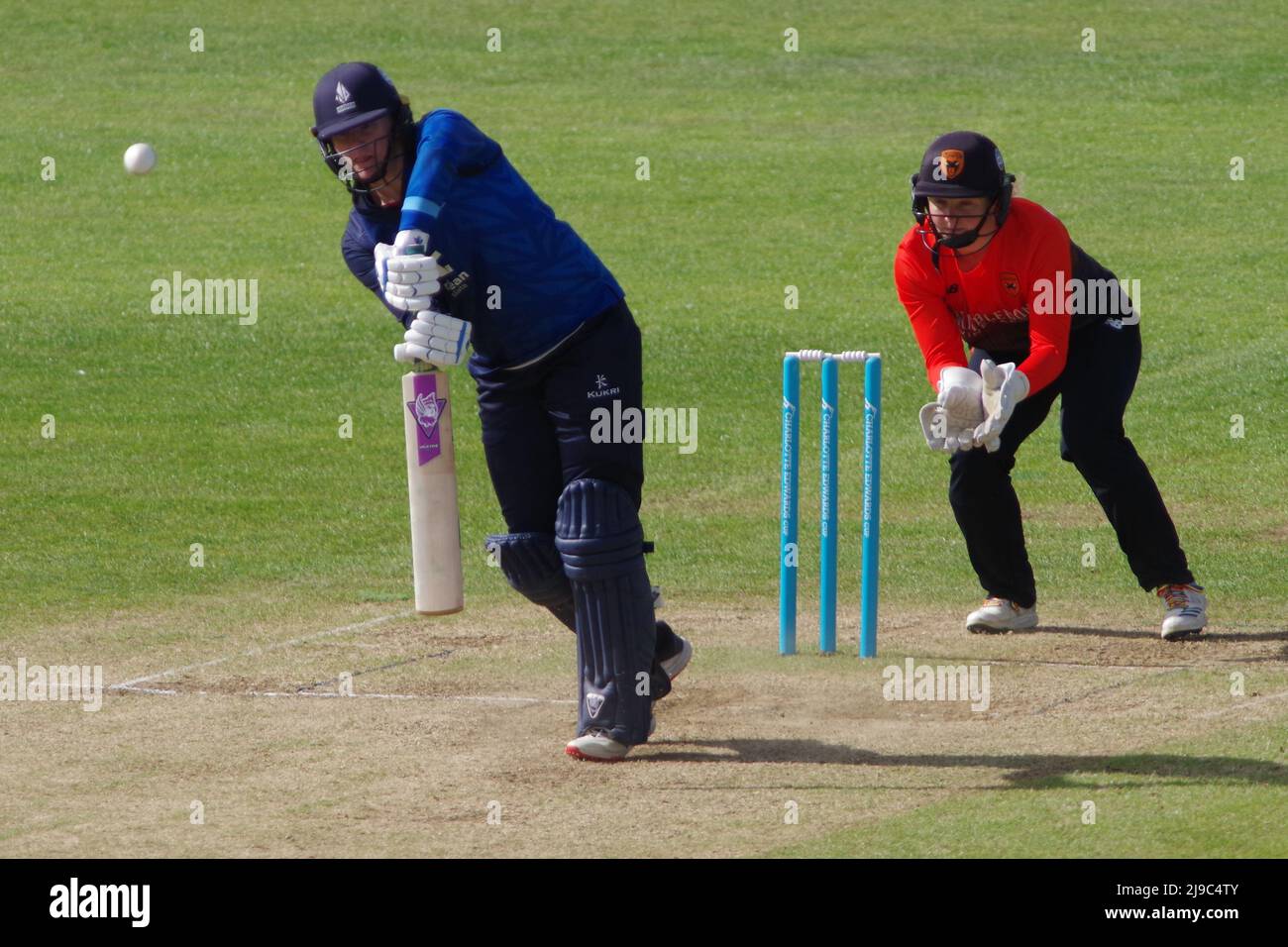 Chester le Street, England, 21 May 2022. Hollie Armitage batting for ...
