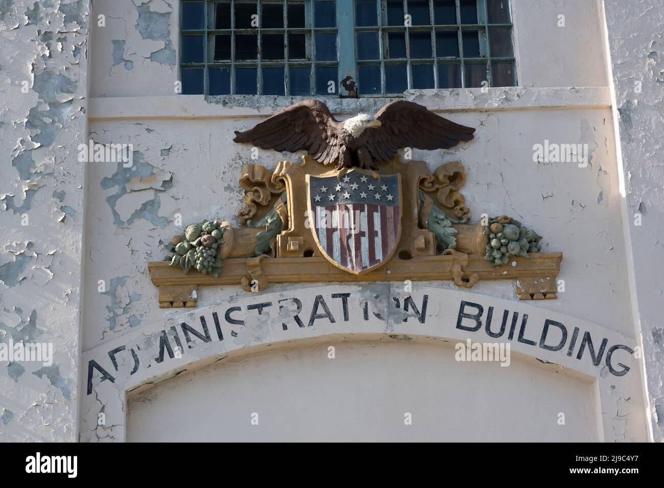 Emblem entranceway to Alcatraz Island Prison Stock Photo - Alamy