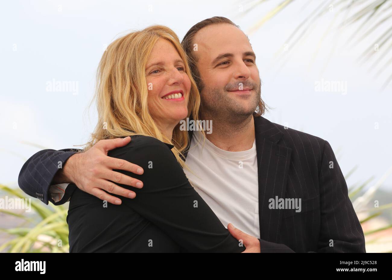 Cannes, France. 22nd May, 2022. Sandrine Kiberlain and Vincent Macaigne ...