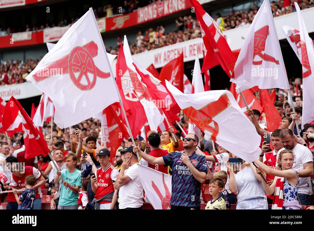 Arsenal fans show their support in the stands before the Premier League ...