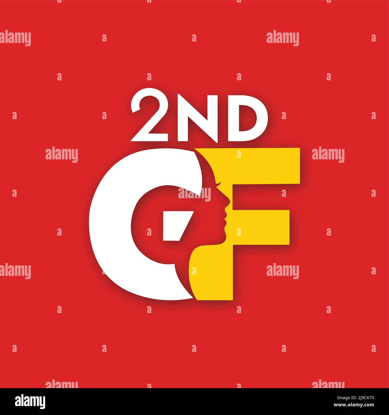 2nd GF word sign logo icon design template elements with girl face ...