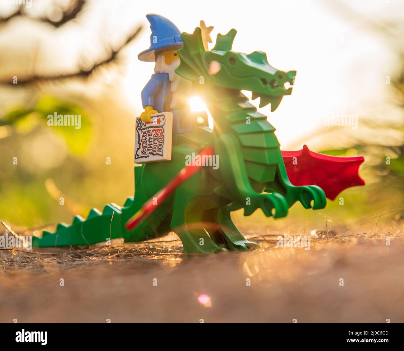 Lego classic wizard on the dragon Stock Photo - Alamy