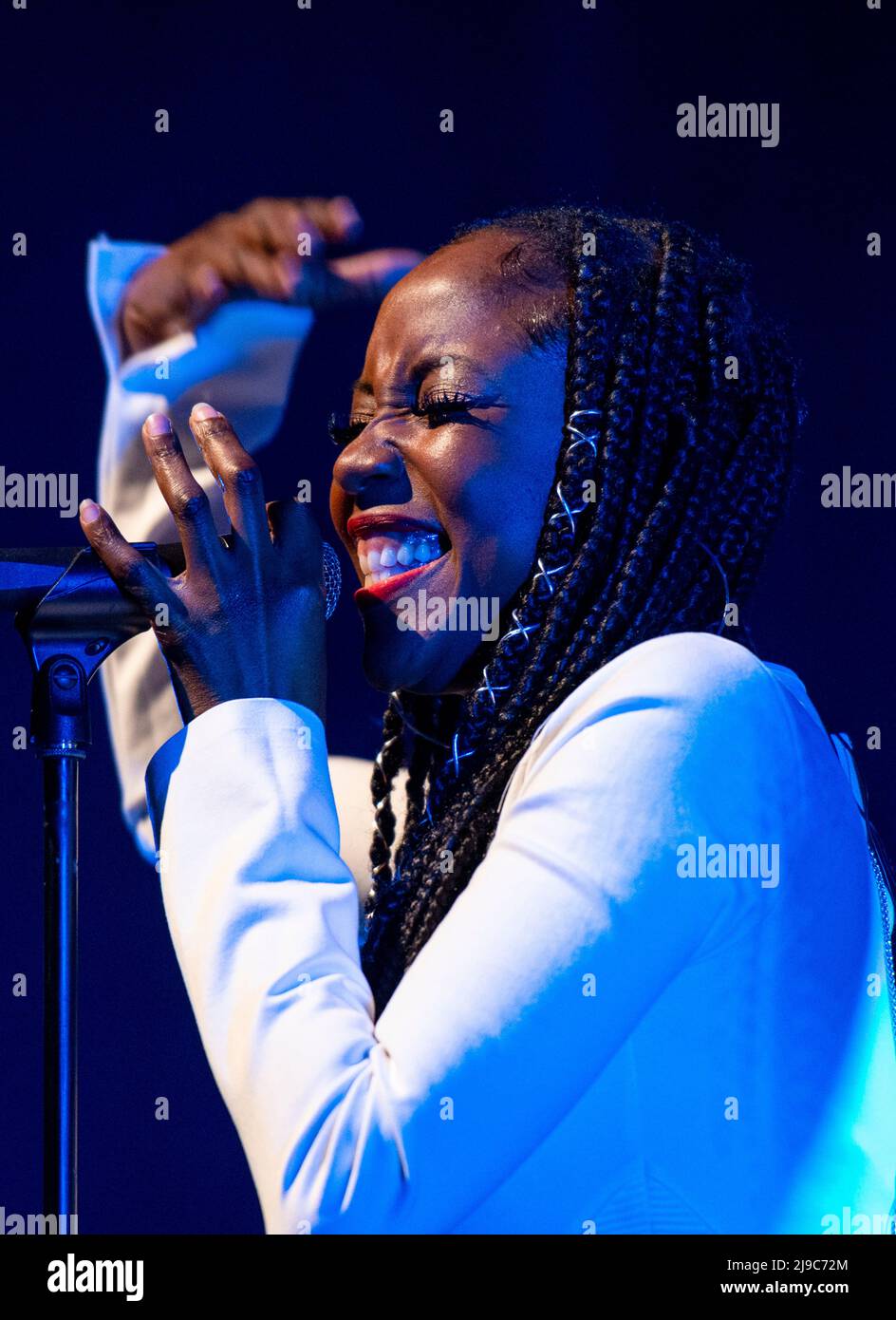Soul II Soul lead singer Nadine Caesar playing a live gig at the ...