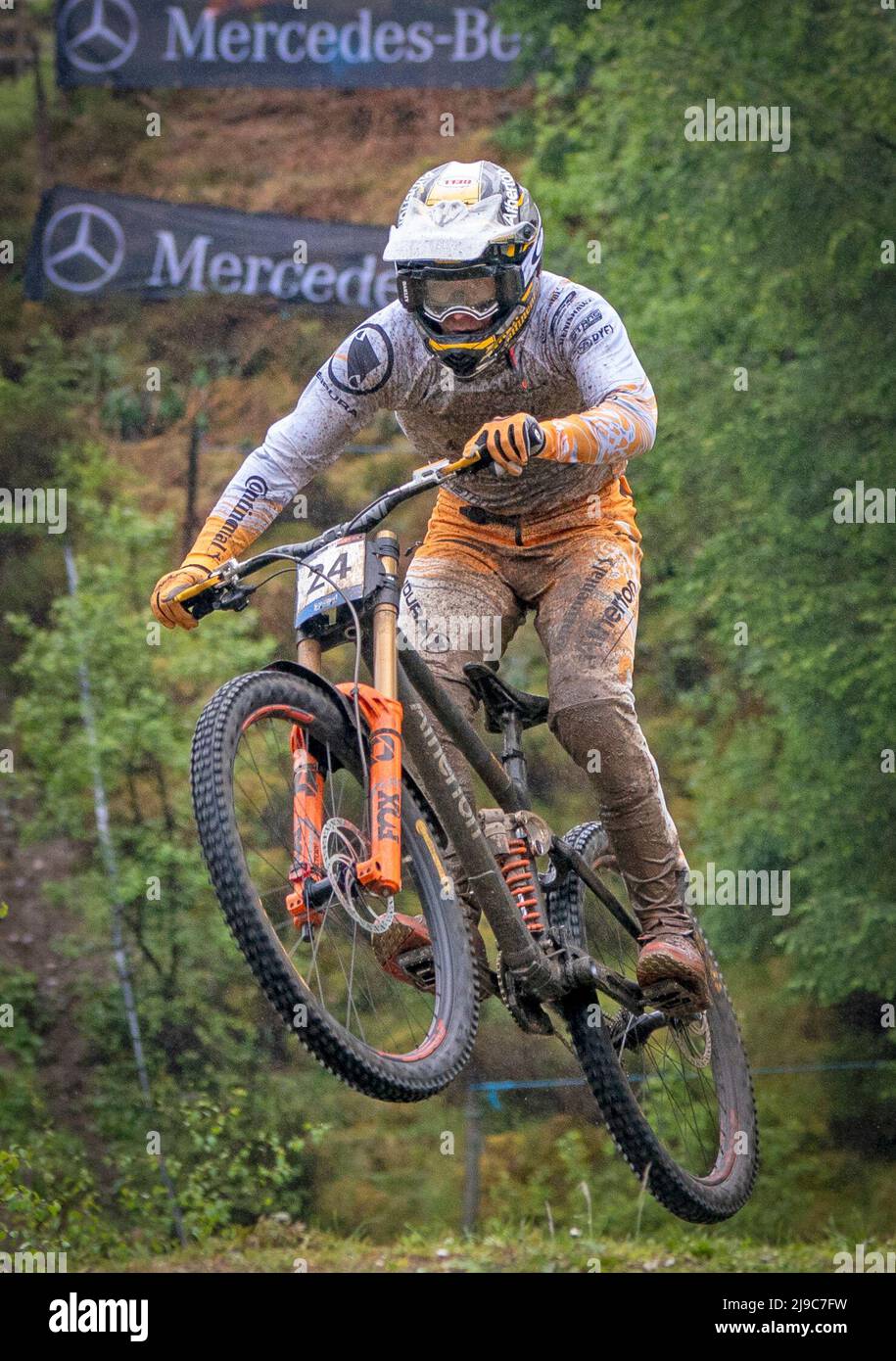 Great Britain’s Charlie Hatton in the Men’s Elite Downhill final during ...
