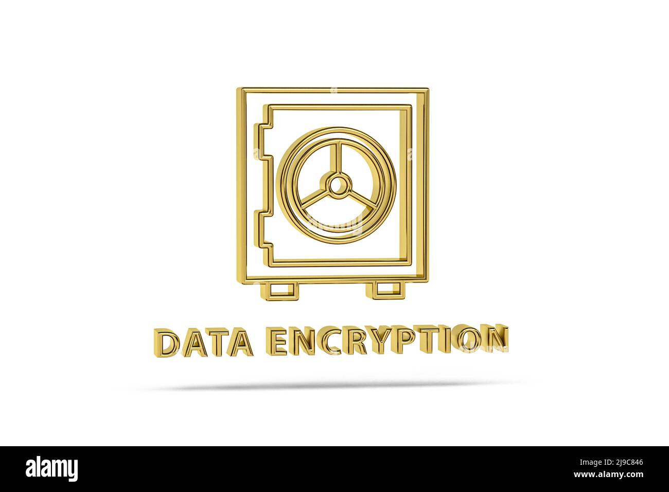 Golden 3d encryption icon isolated on white background - 3d render ...