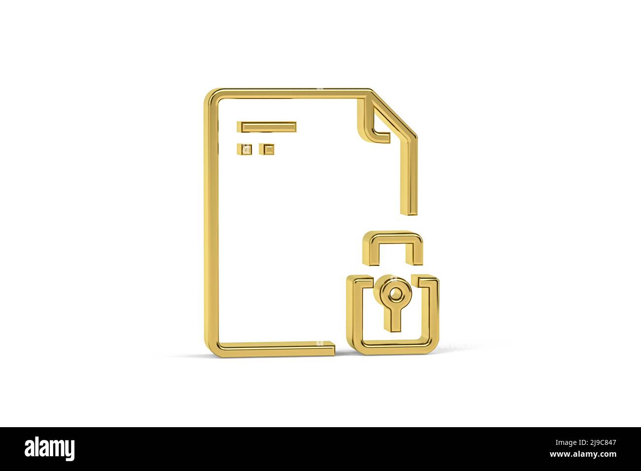 Golden 3d encryption icon isolated on white background - 3d render ...