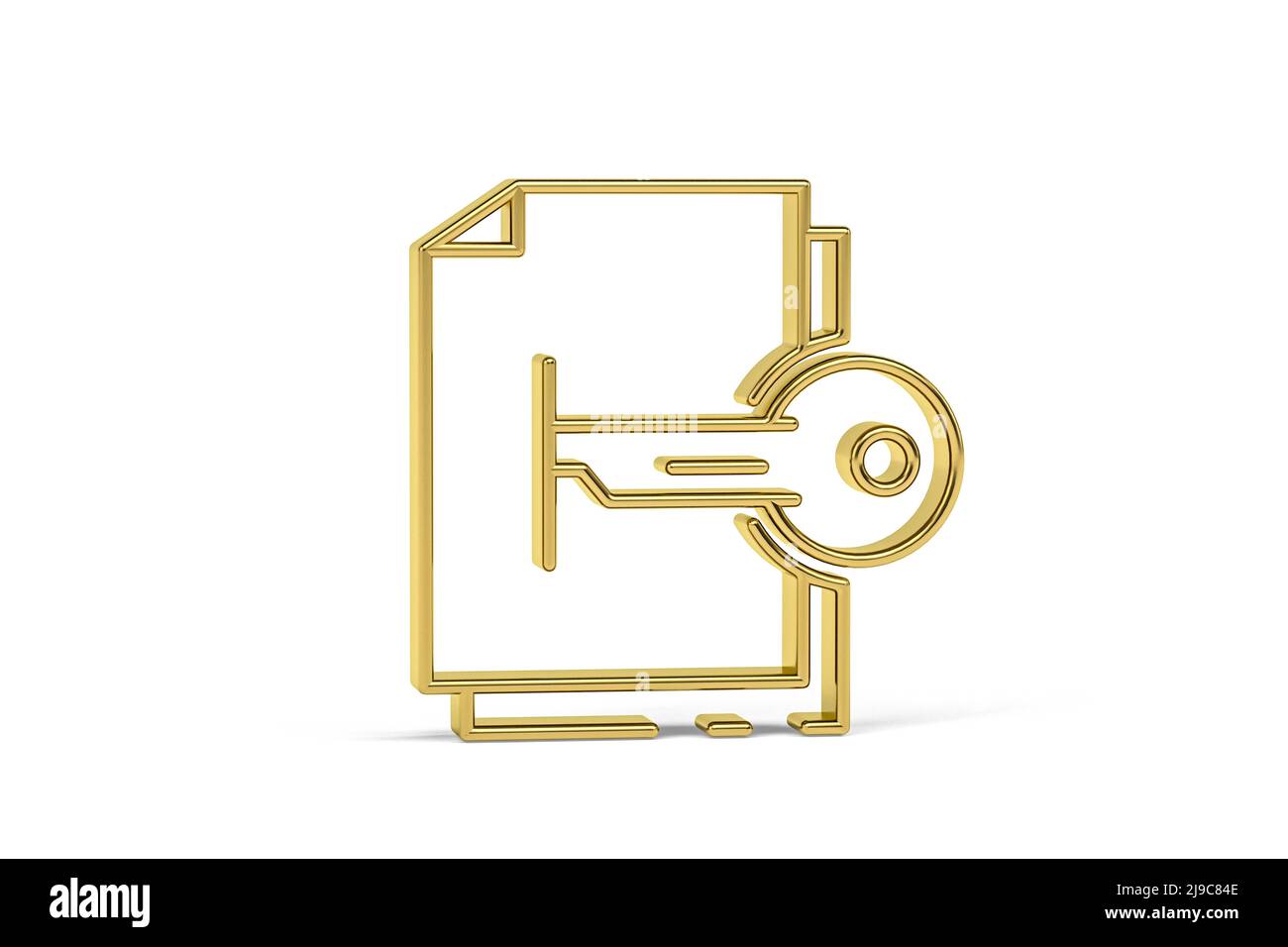 Golden 3d encryption icon isolated on white background - 3d render ...
