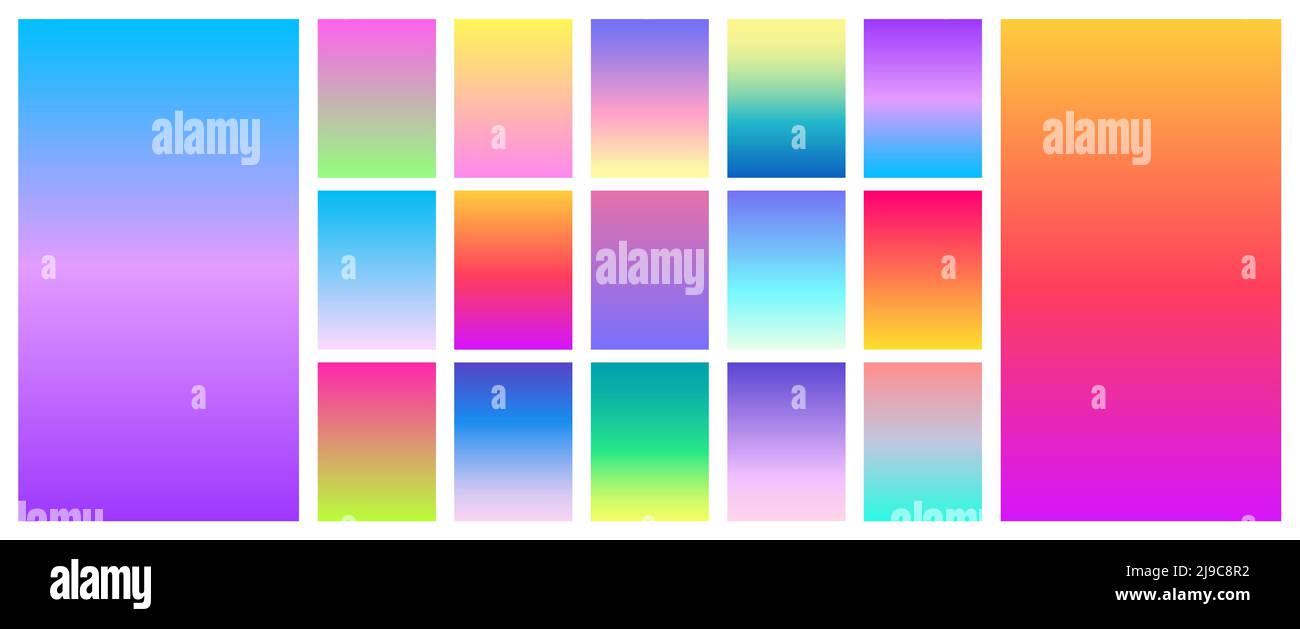 Soft sunset color gradient background set. Vector screen design for ...