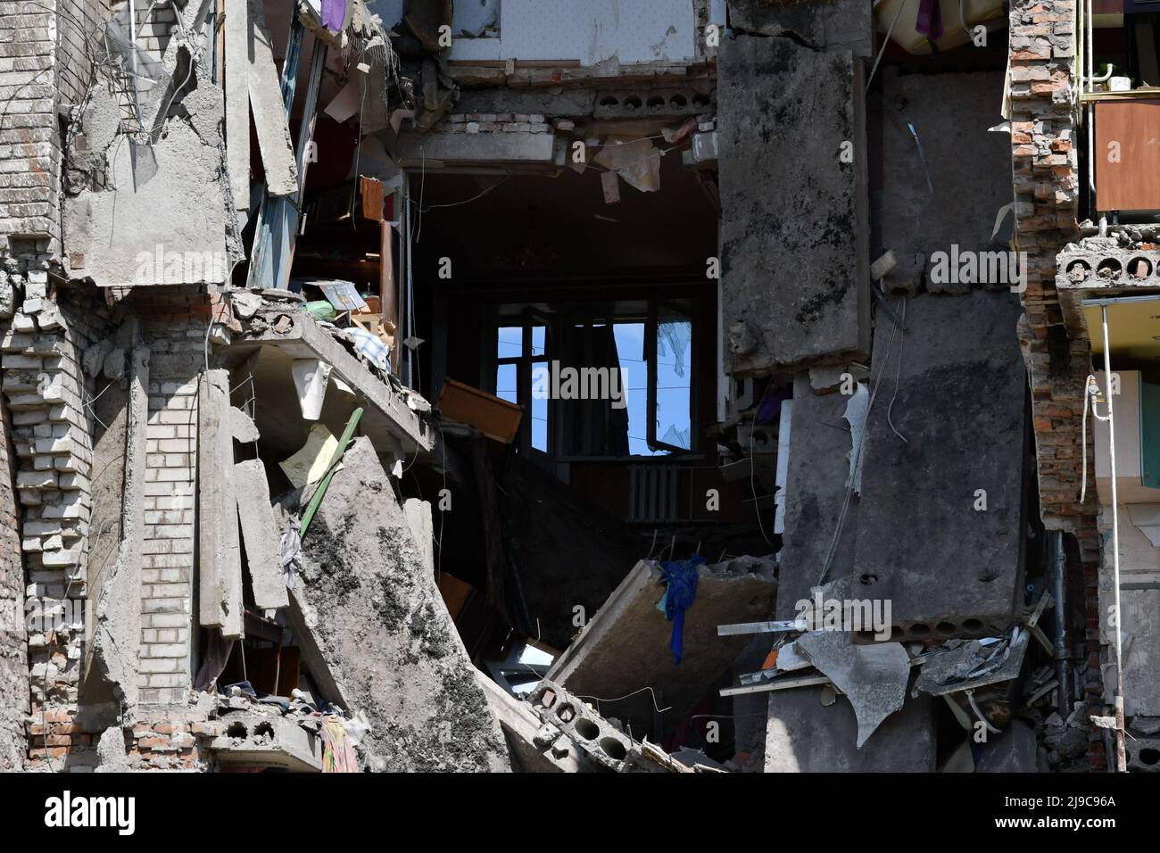 View of a destroyed apartment building in Bakhmut. Russia invaded ...
