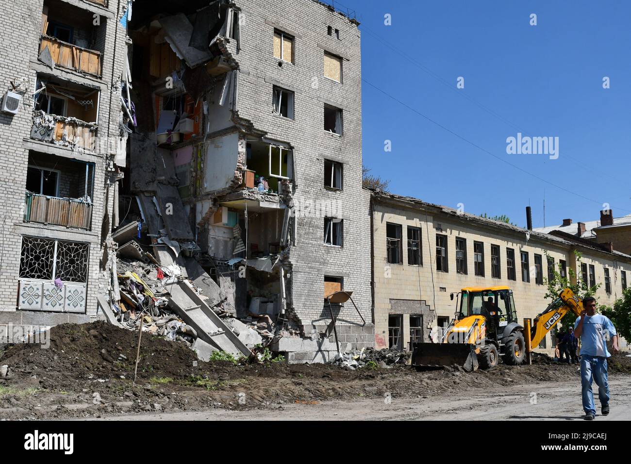 View of a destroyed apartment building in Bakhmut. Russia invaded ...