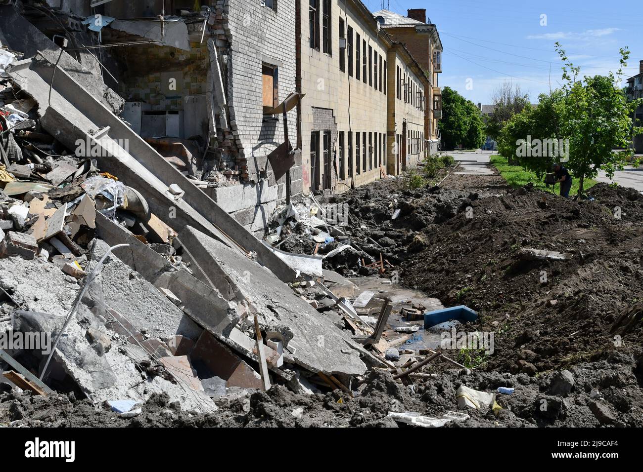 View of a destroyed apartment building in Bakhmut. Russia invaded ...