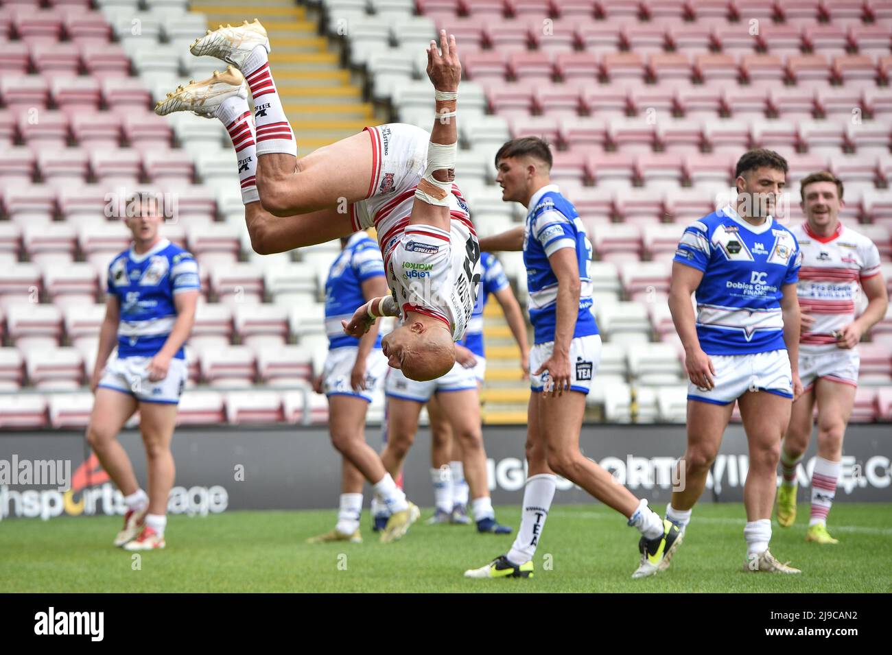Leigh, UK. 22nd May, 2022. Blake Ferguson of Leigh Centurions ...
