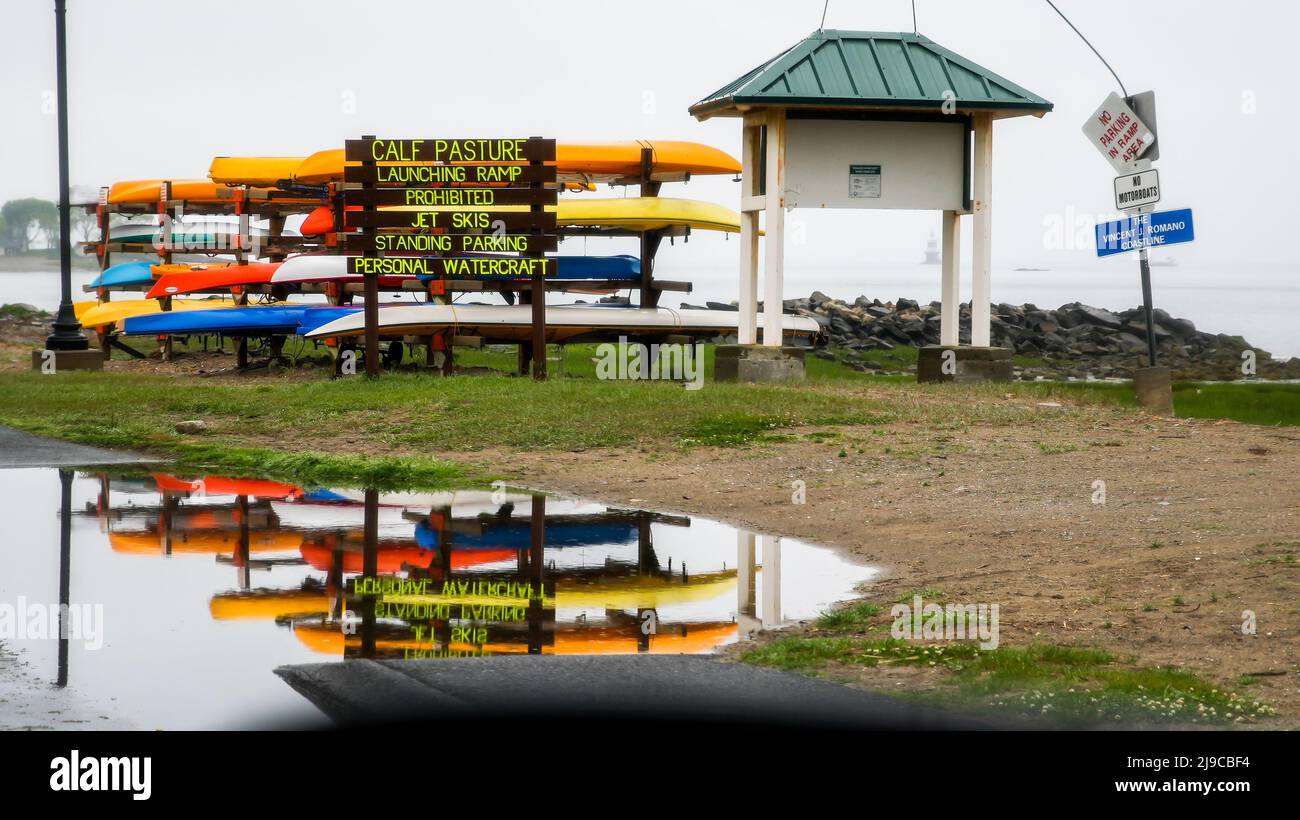 NORWALK, CT, USA - MAY 18, 2022: Calf Pasture beach view in rainy day ...