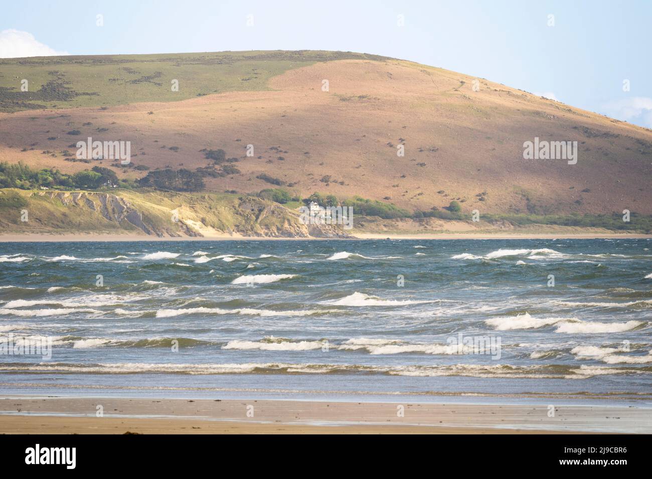 Pembrey Country Park beach looking across the Bae Caerfyrddin ...