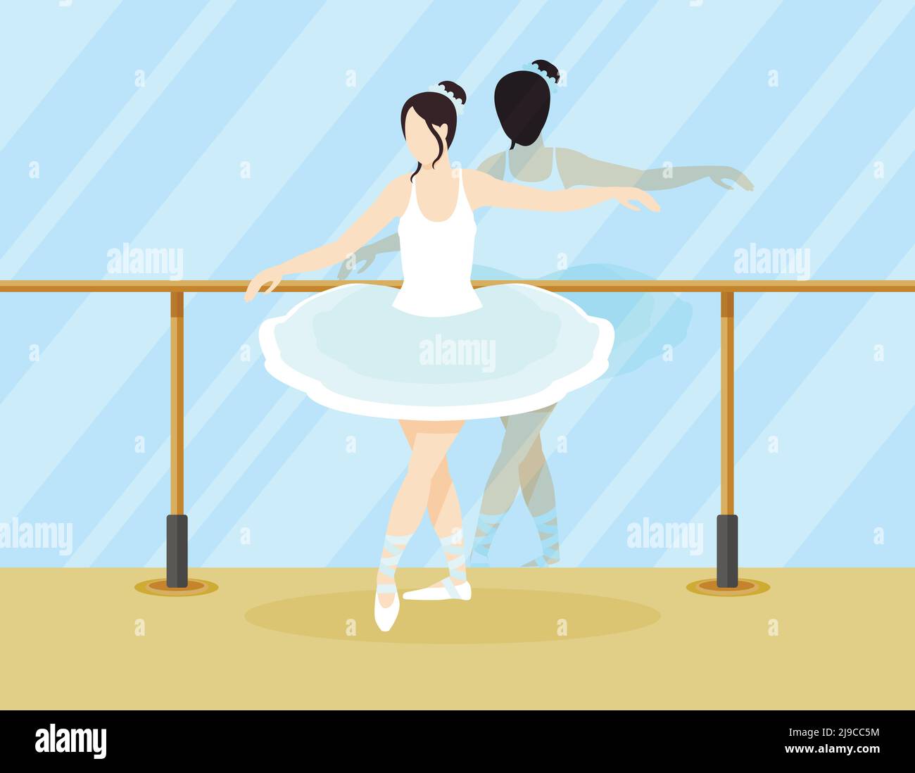 Colorful ballet dancer concept with ballerina training in front of ...