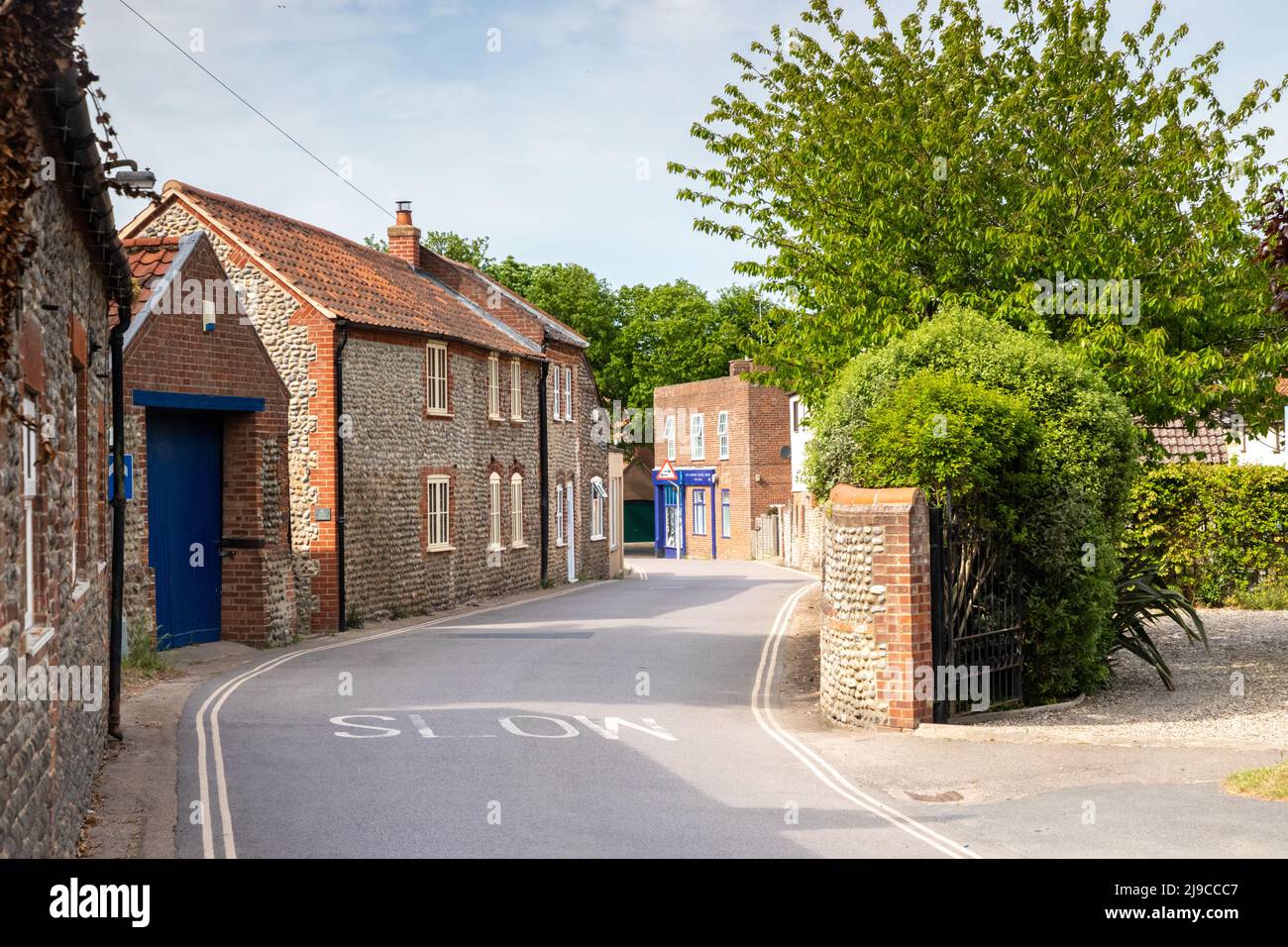 Flint built houses in the North Norfolk village of Mundesley in the UK ...