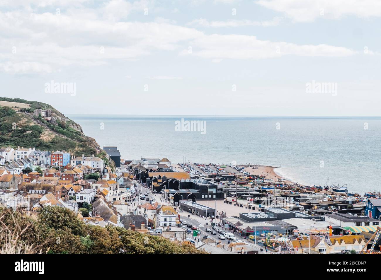 A view towards Hastings Harbour and Old Town Stock Photo - Alamy