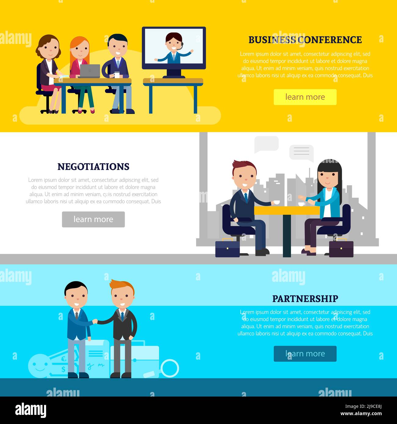 Business collaboration horizontal banners with people at meeting ...