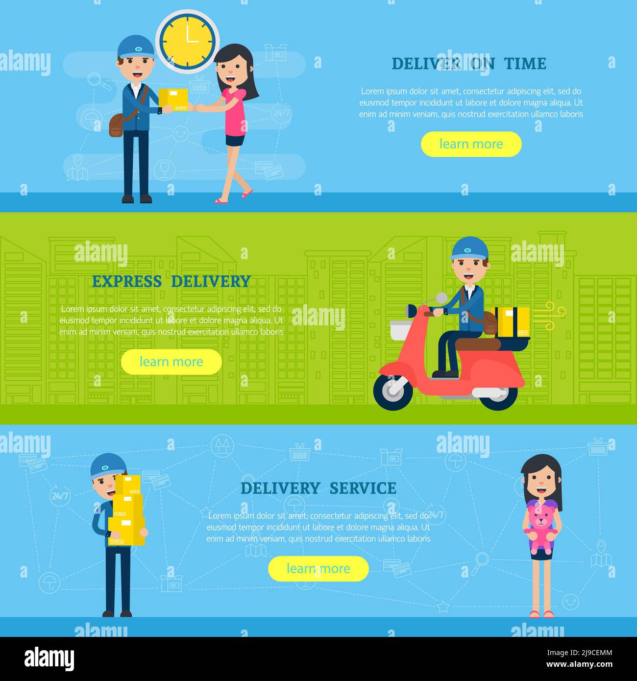 Delivery flat horizontal banners with fast service and express ...