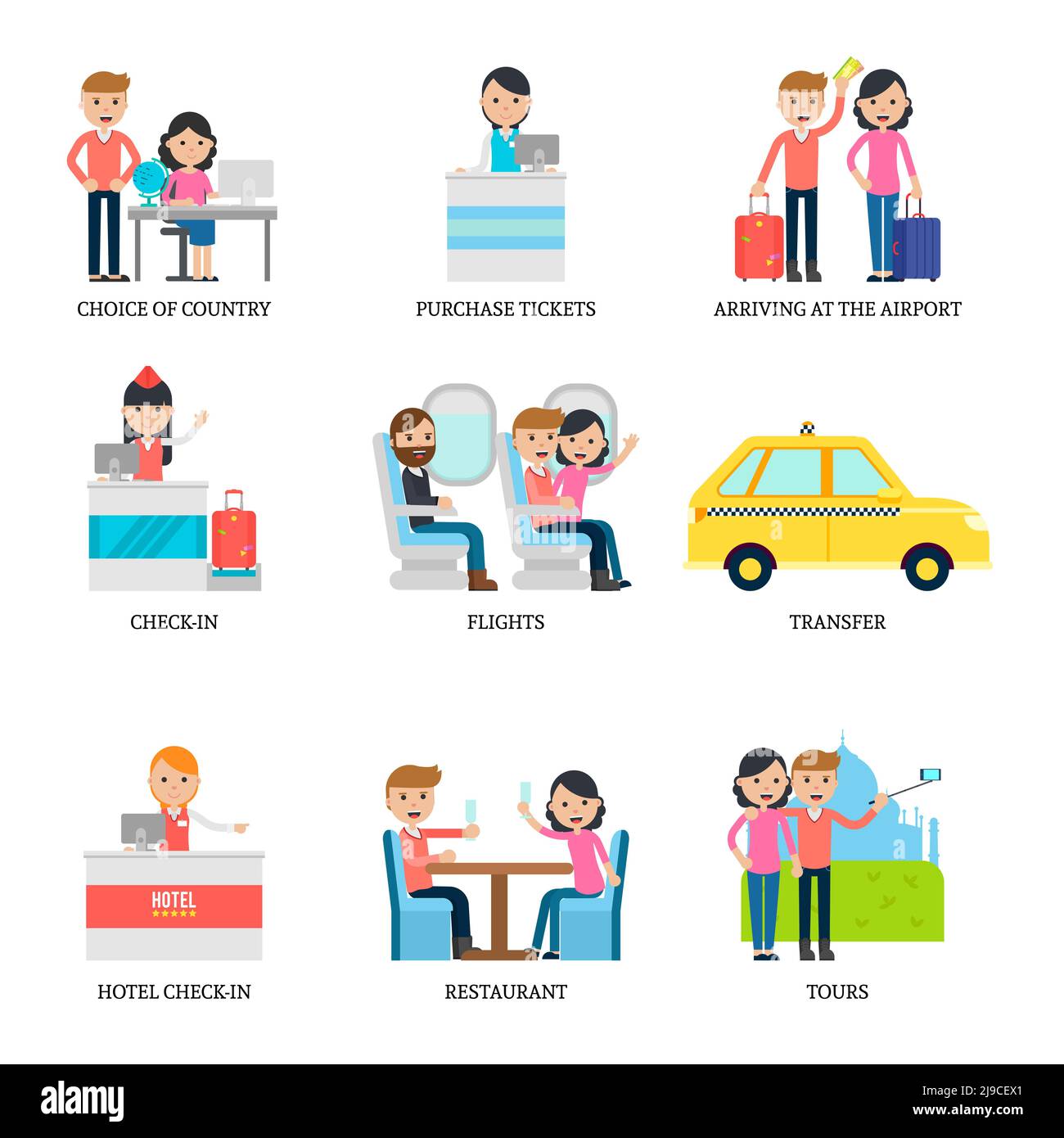 Family vacation infographic concept with main steps of any adventure in ...
