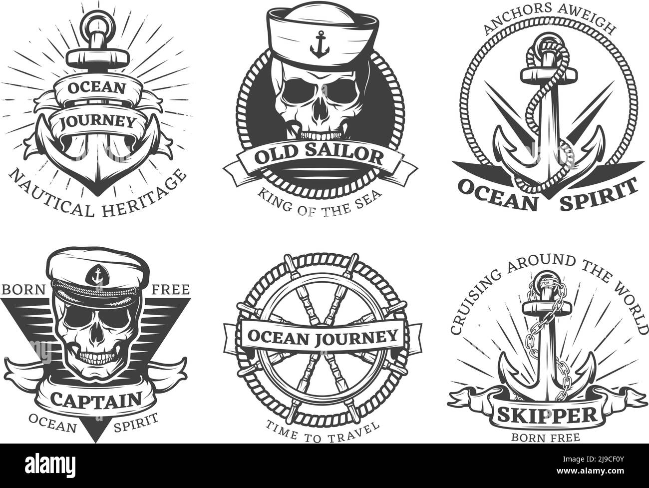 Old tattoo anchor set with ocean journey nautical heritage anchors ...