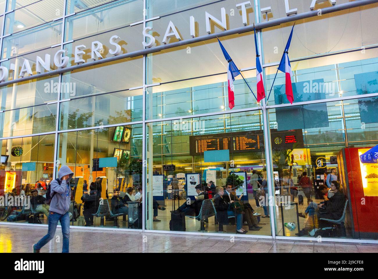 Angers, France, Teenager Walking in Front, SNCF Train Station , Front ...