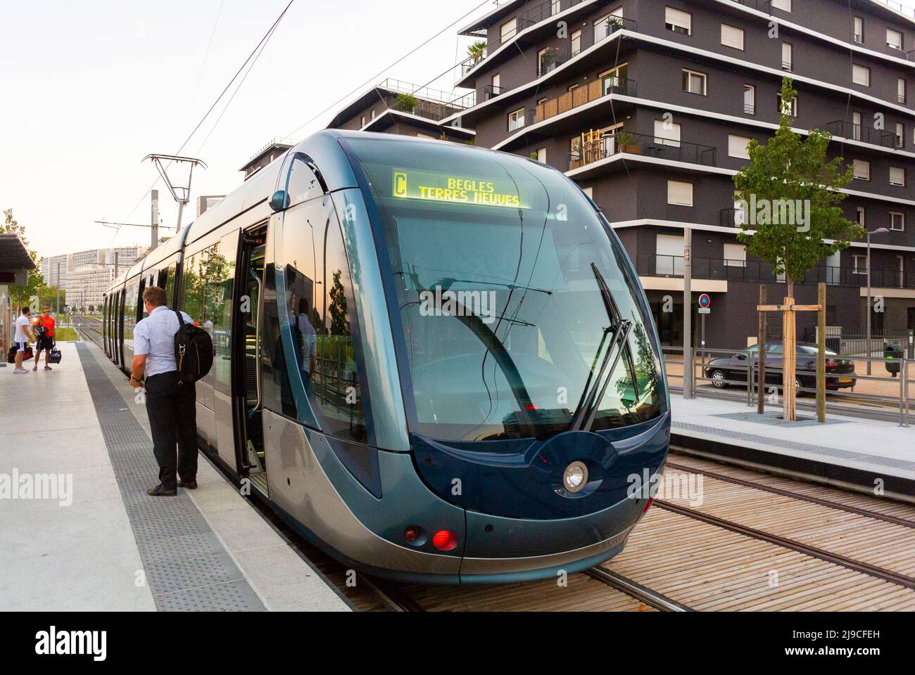 Bordeaux, France, Public Transport, Tram at Station in Suburbs, on ...