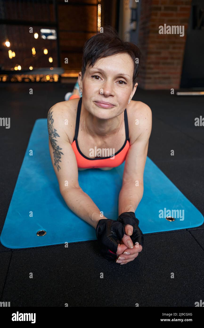 Woman resting on floor after hi-res stock photography and images - Alamy