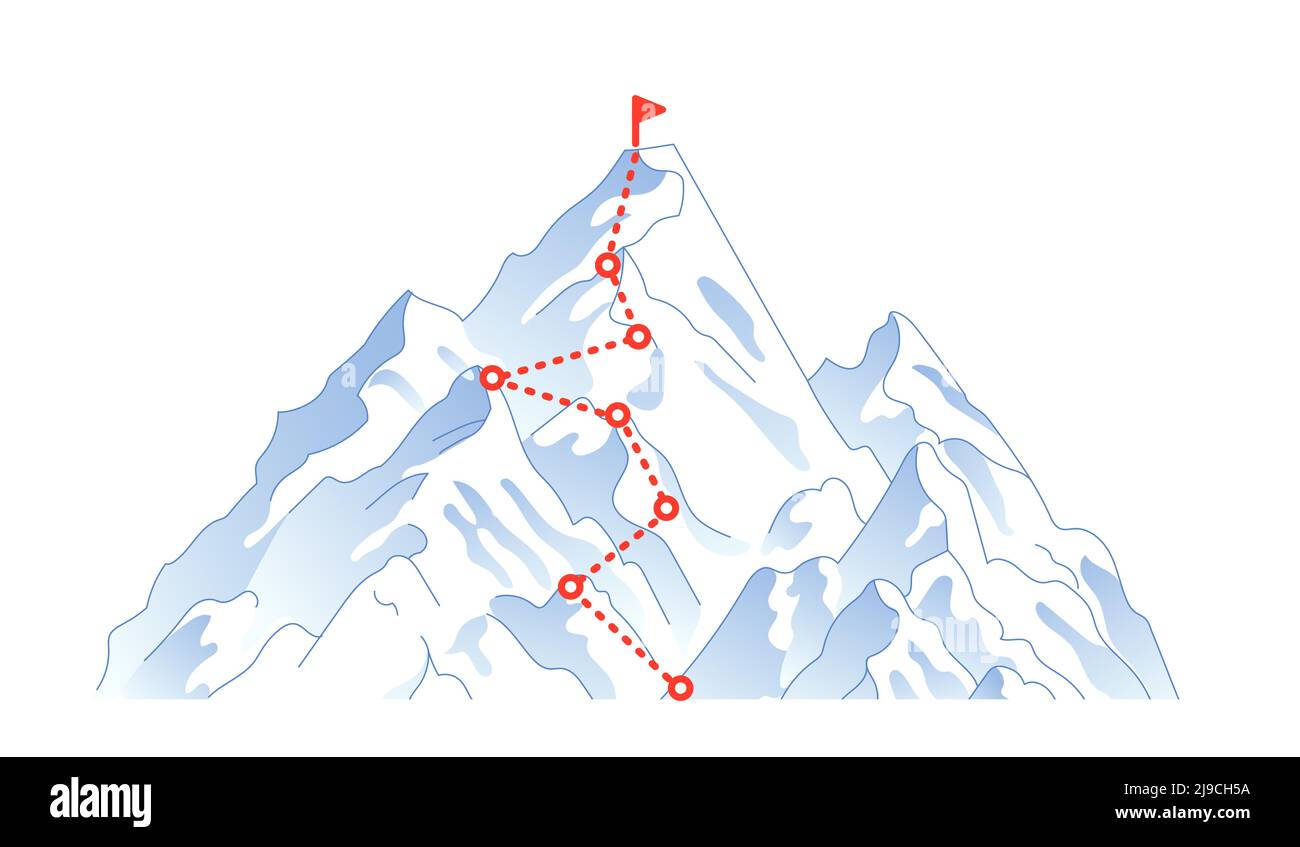 Mountain climbing route map Stock Vector Images - Alamy