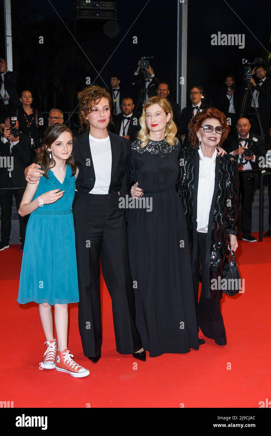 Cannes, France. 22nd May, 2022. Maayane Conti , Jasmine Trinca , Alba ...