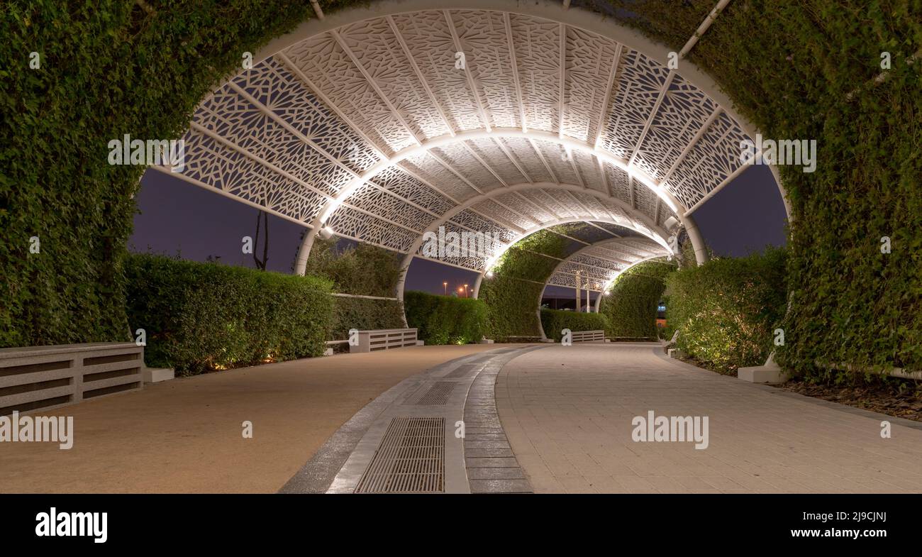 Doha,Qatar- May 15, 2022 :Gharrafa public park during night Stock Photo ...