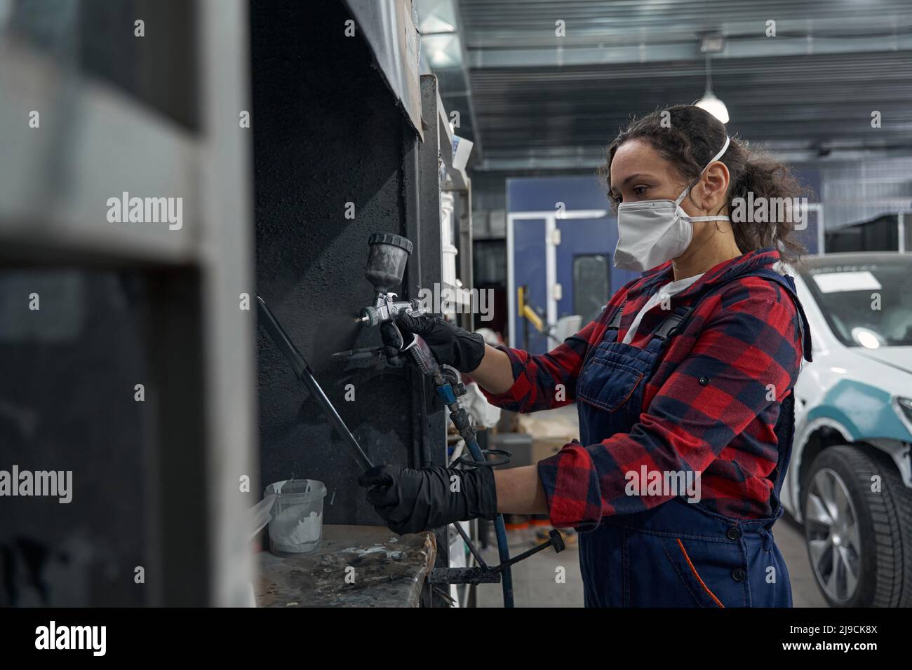 Young master checking color before repainting car Stock Photo - Alamy Young master checking color before repainting car Stock Photo - Alamy