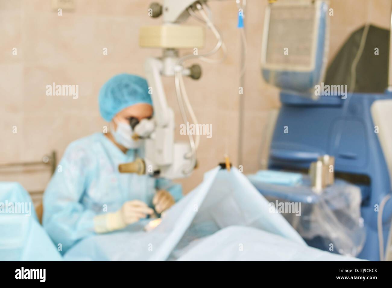 Ophthalmology laser microscope operation. Doctor surgery in clinic ...