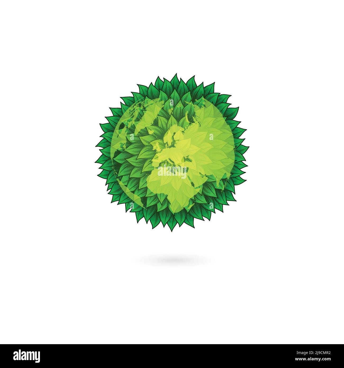 Circle world map leaves frame Stock Vector Image & Art - Alamy