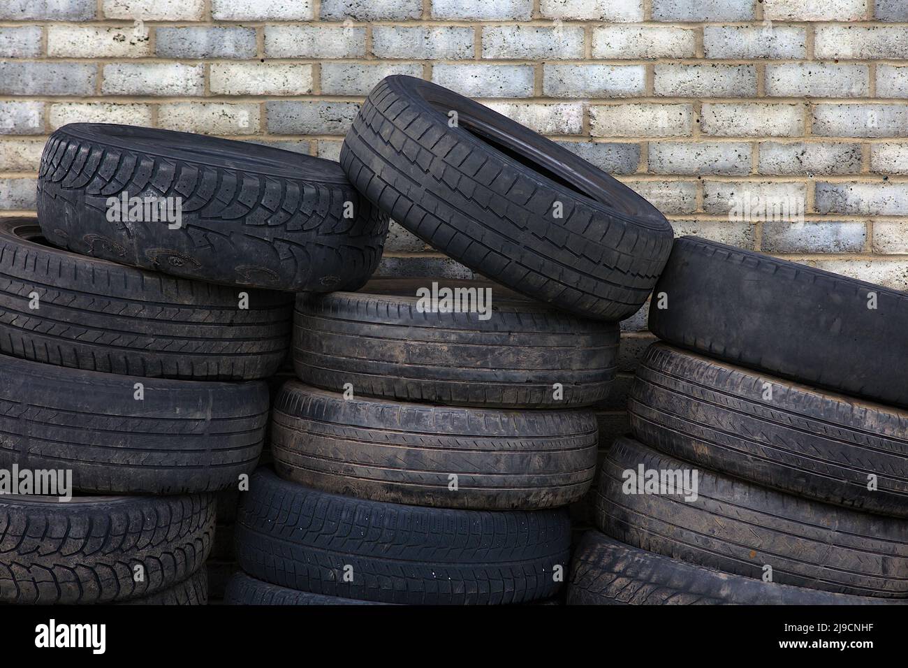 Used waste car tyres rubber recycling hi-res stock photography and ...