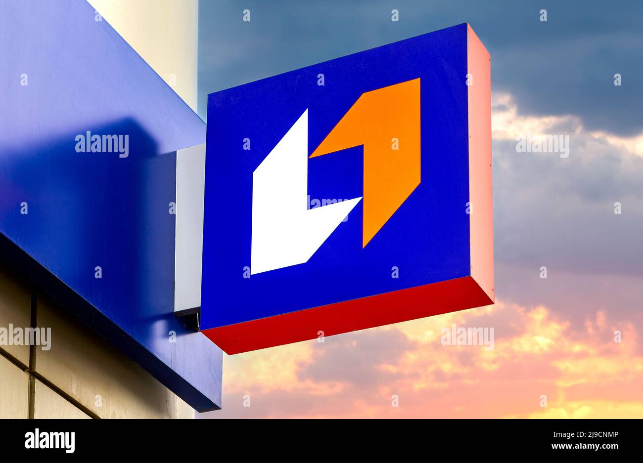 Samara, Russia - May 21, 2022: Russian PSB bank logo against the ...