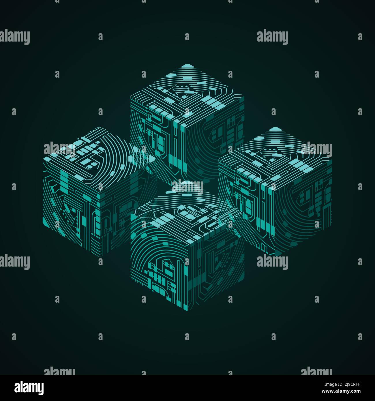 Four electric circuit cubes Stock Vector Image & Art - Alamy