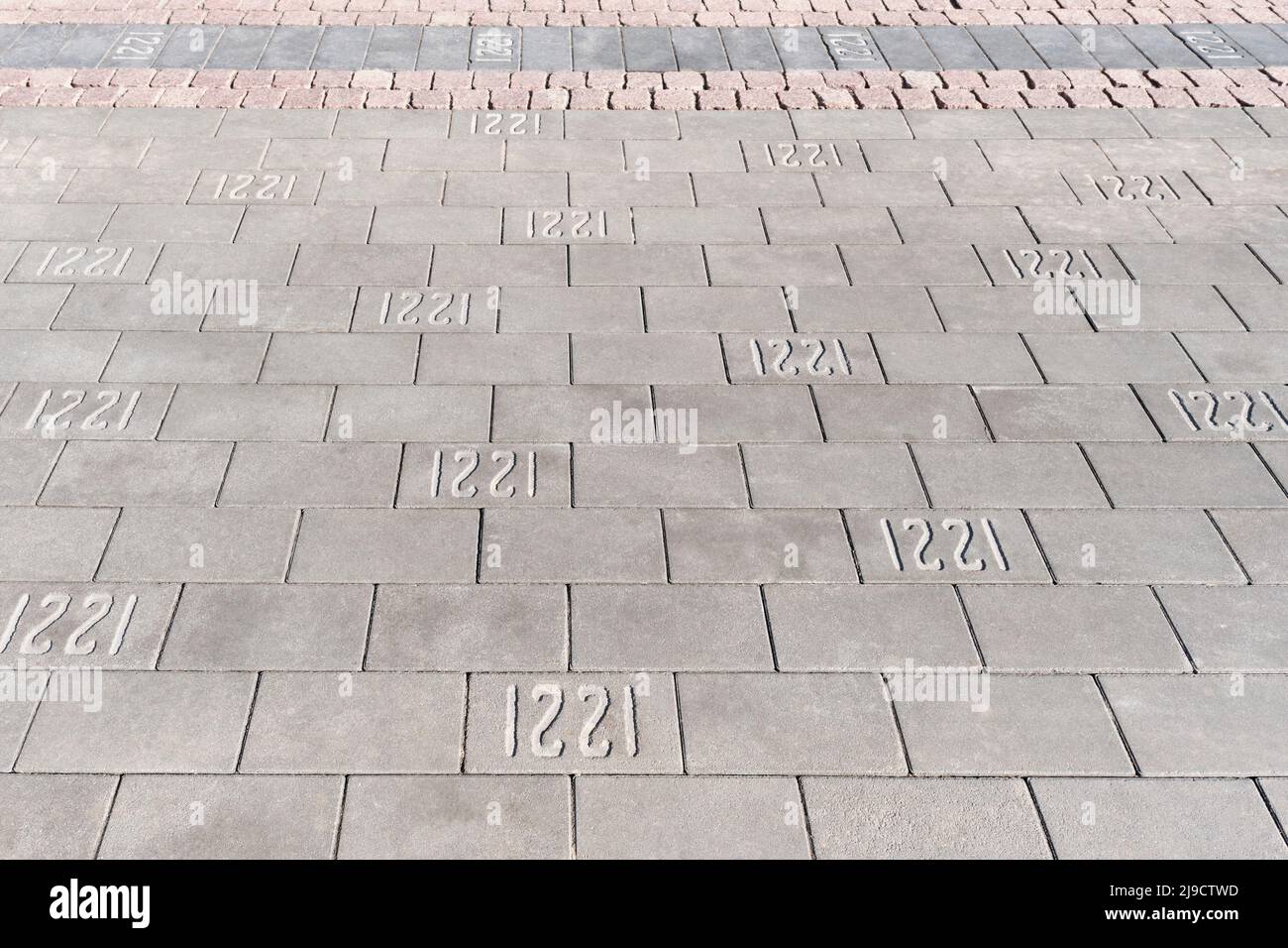 Sidewalk on Kremlin Boulevard decorated for 200th anniversary of Nizhny ...
