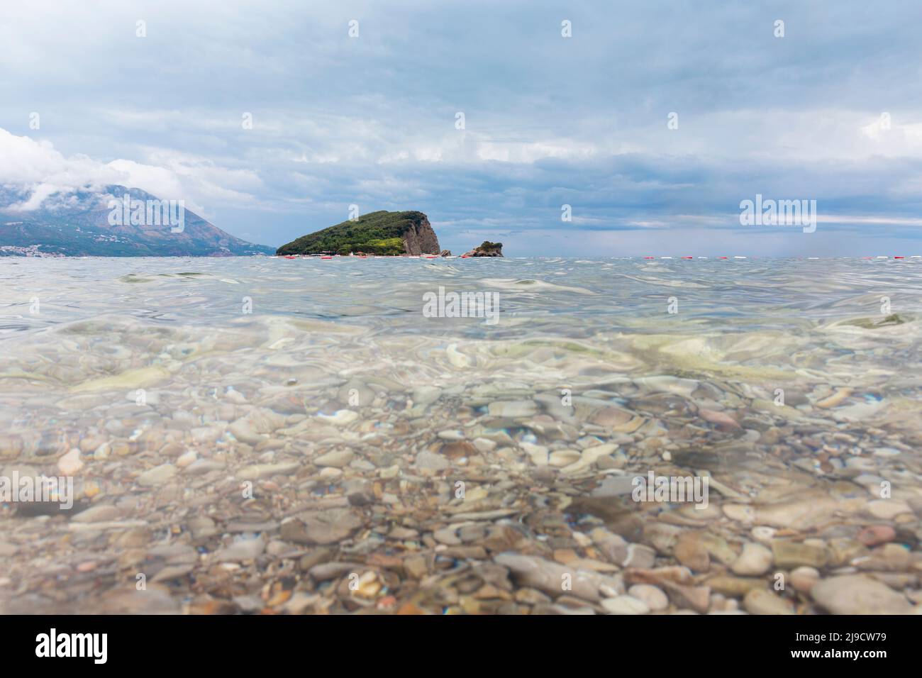 Budva, Montenegro - August 26, 2021: Island called Sveti Nikola (St ...