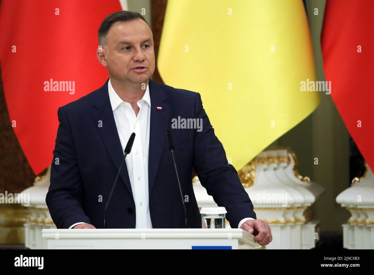 Non Exclusive: KYIV, UKRAINE - MAY 22, 2022 - President of the Republic of Poland Andrzej Duda ...