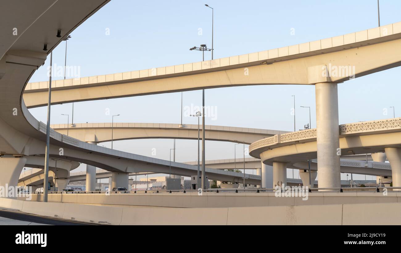 Doha, Qatar- may 15, 2022 : Sabah al corridor intersection near ...