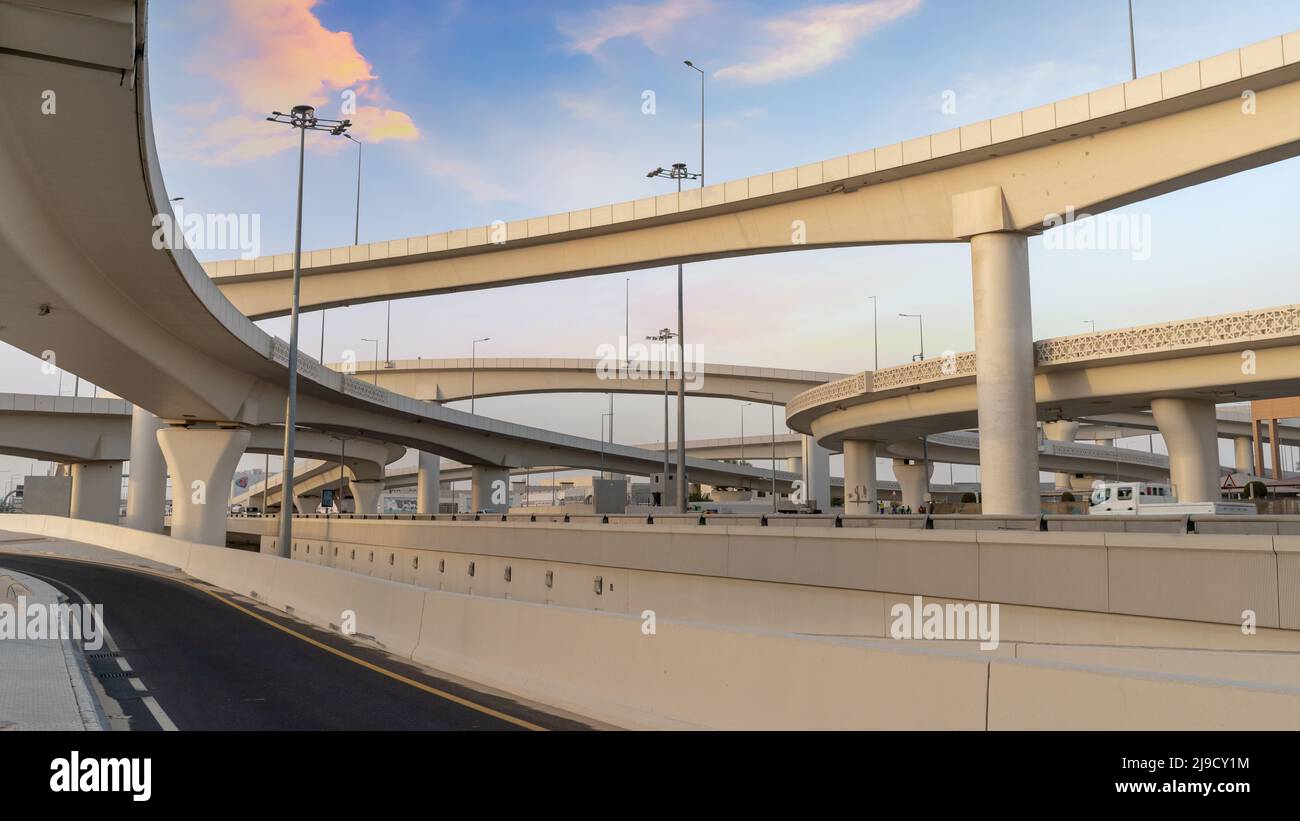 Doha, Qatar- may 15, 2022 : Sabah al corridor intersection near ...