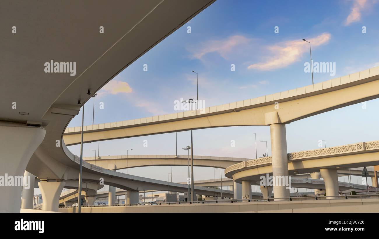 Doha, Qatar- may 15, 2022 : Sabah al corridor intersection near ...