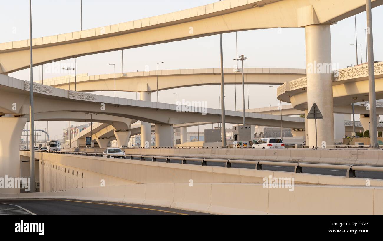 Doha, Qatar- may 15, 2022 : Sabah al corridor intersection near ...