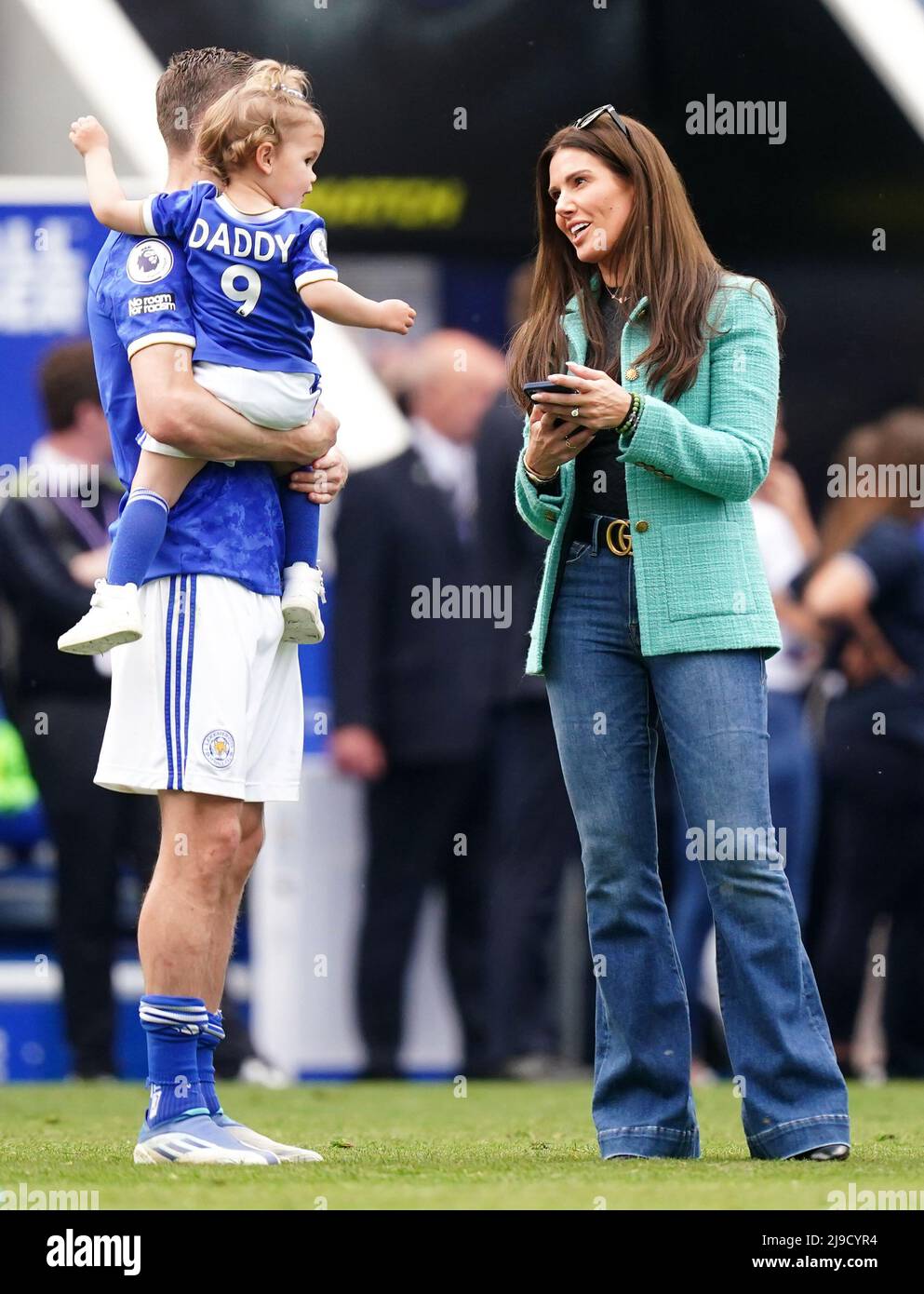 Leicester City's Jamie Vardy, Rebekah Vardy and their daughter ...