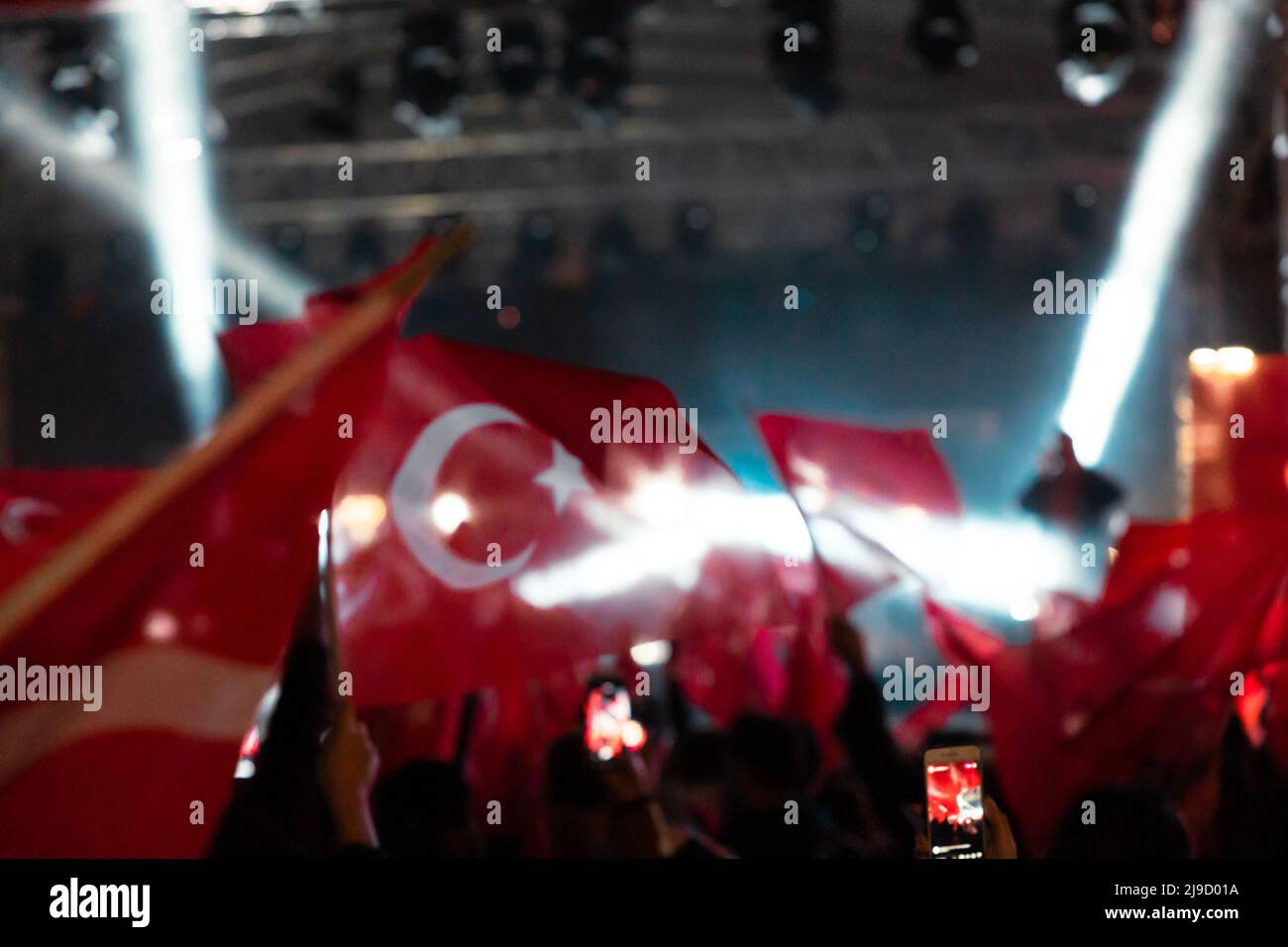 Turkish People celebrating the national holidays of Turkey with waving ...